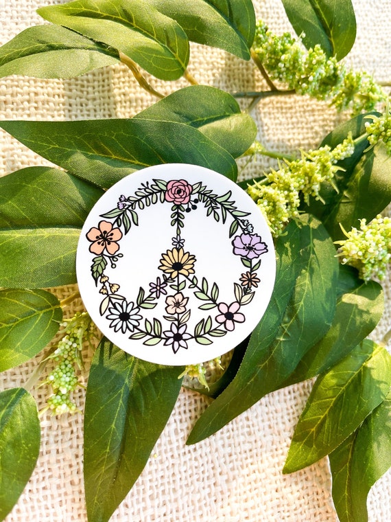 Floral Peace Symbol Sticker Peace Sign Sticker Floral - Etsy