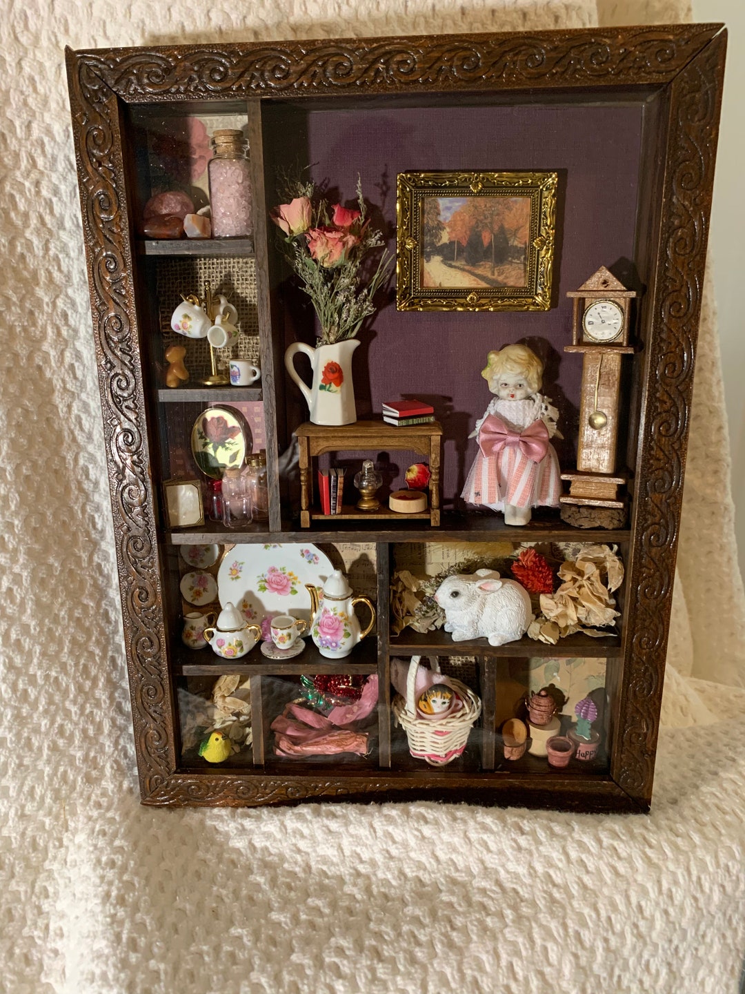 Vintage Shadow Box 11x15 With Vintage Treasures Inside - Etsy