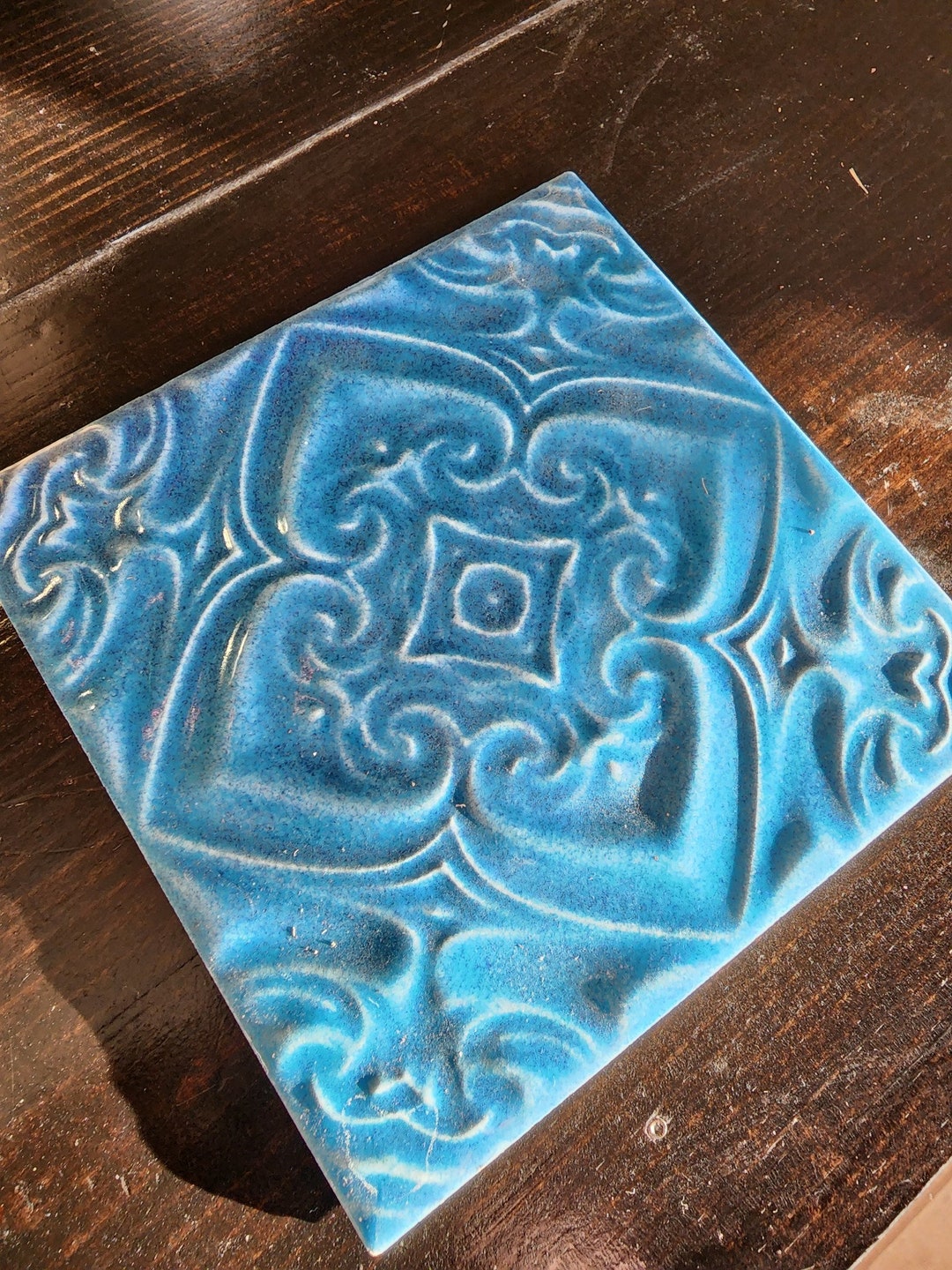 Mediterranean Floral Medallion Ceramic Tile 6x6 - Etsy