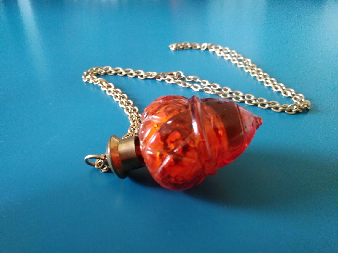 Vintage Acorn Glass Perfume Bottle Pendant Necklace - Etsy