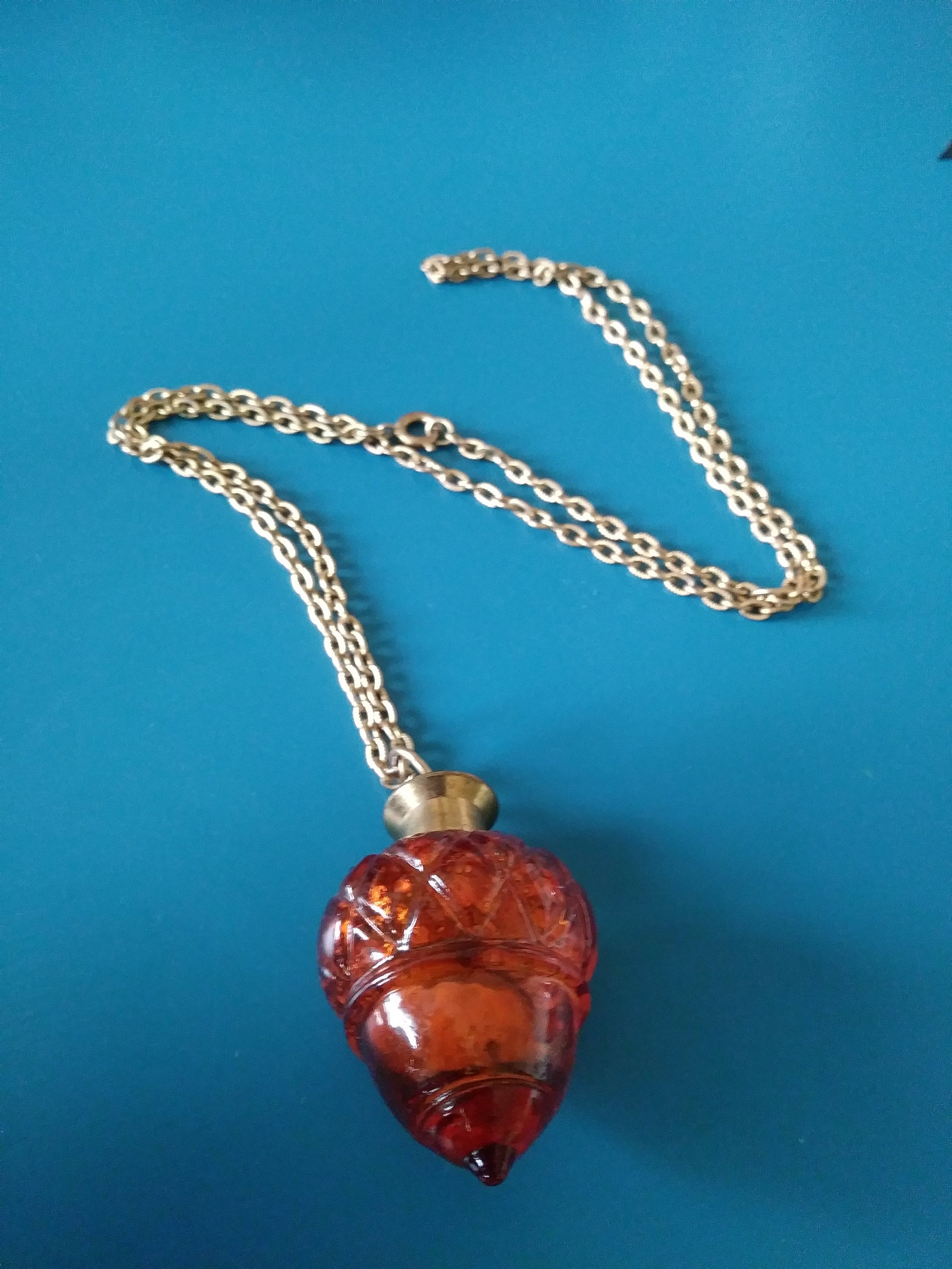 Vintage Acorn Glass Perfume Bottle Pendant Necklace - Etsy