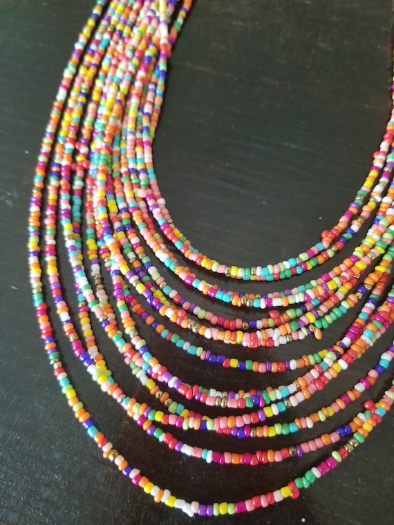 Multi Layered Strand Bead Necklace | Etsy