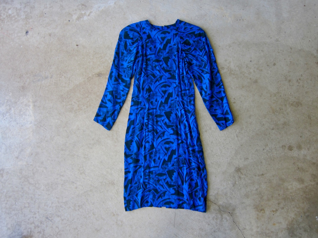 Nicole Miller Blue Dress 80s