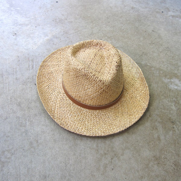 Flat Brim Straw Hat - Etsy