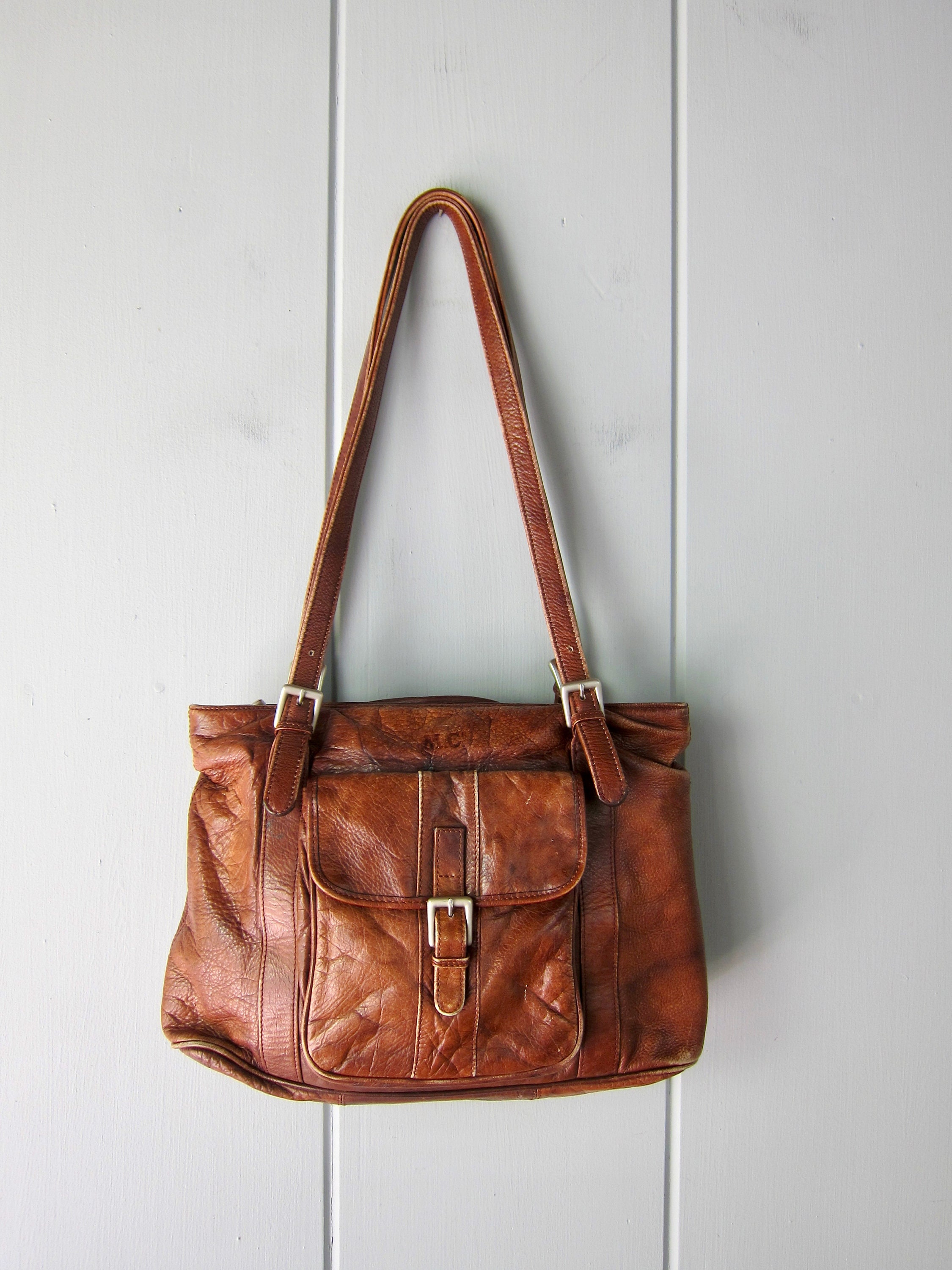 M.C Leather Shoulder Bag Large Brown Leather Tote Purse | Etsy