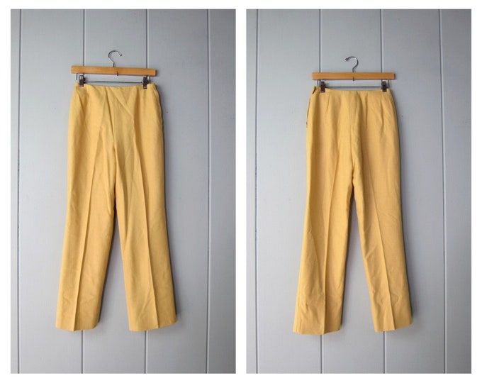 70s Evan Picone Wool Pants | Butter Yellow Straight Leg Trousers | Buff ...