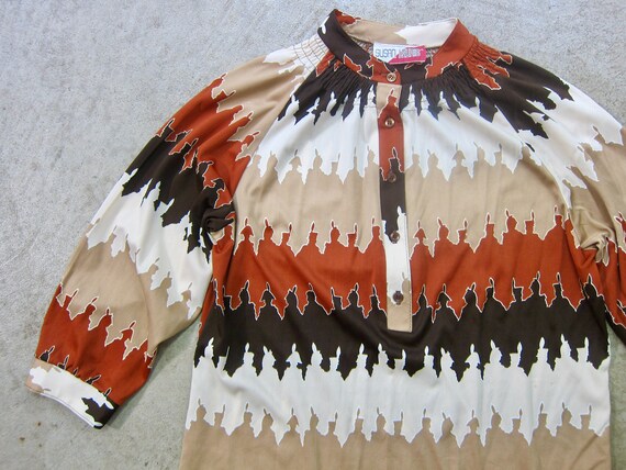 Vintage Fall Color 70s Top | Brown Tan Autumn Shirt |… - Gem
