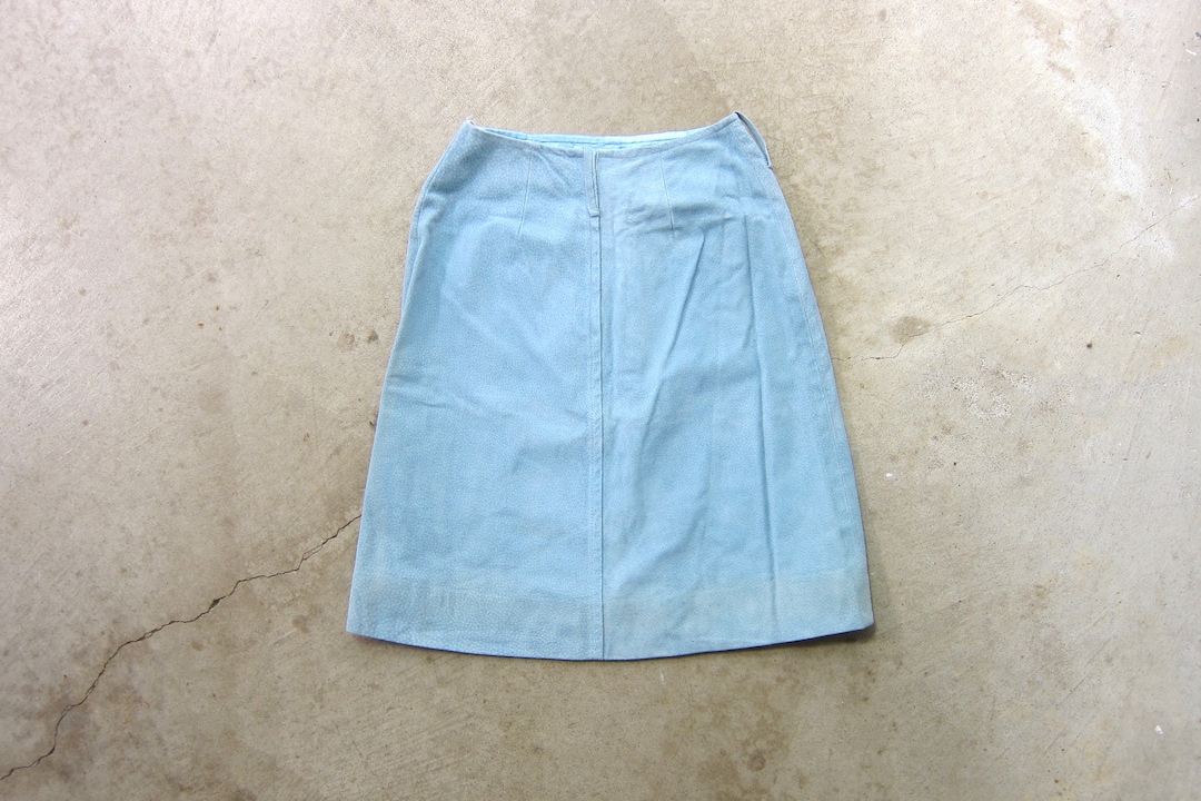 70s Blue Suede Mini Skirt | Vintage Bill Atkinson Leather Skirt ...