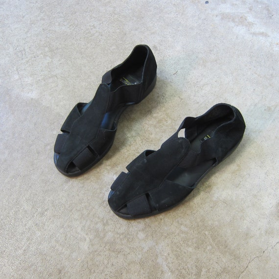 90s Black Stretch Band Sandals | Vintage Elastic Band Slip 90s Black Stretch Band Sandals | Vintage Elastic Band Slip