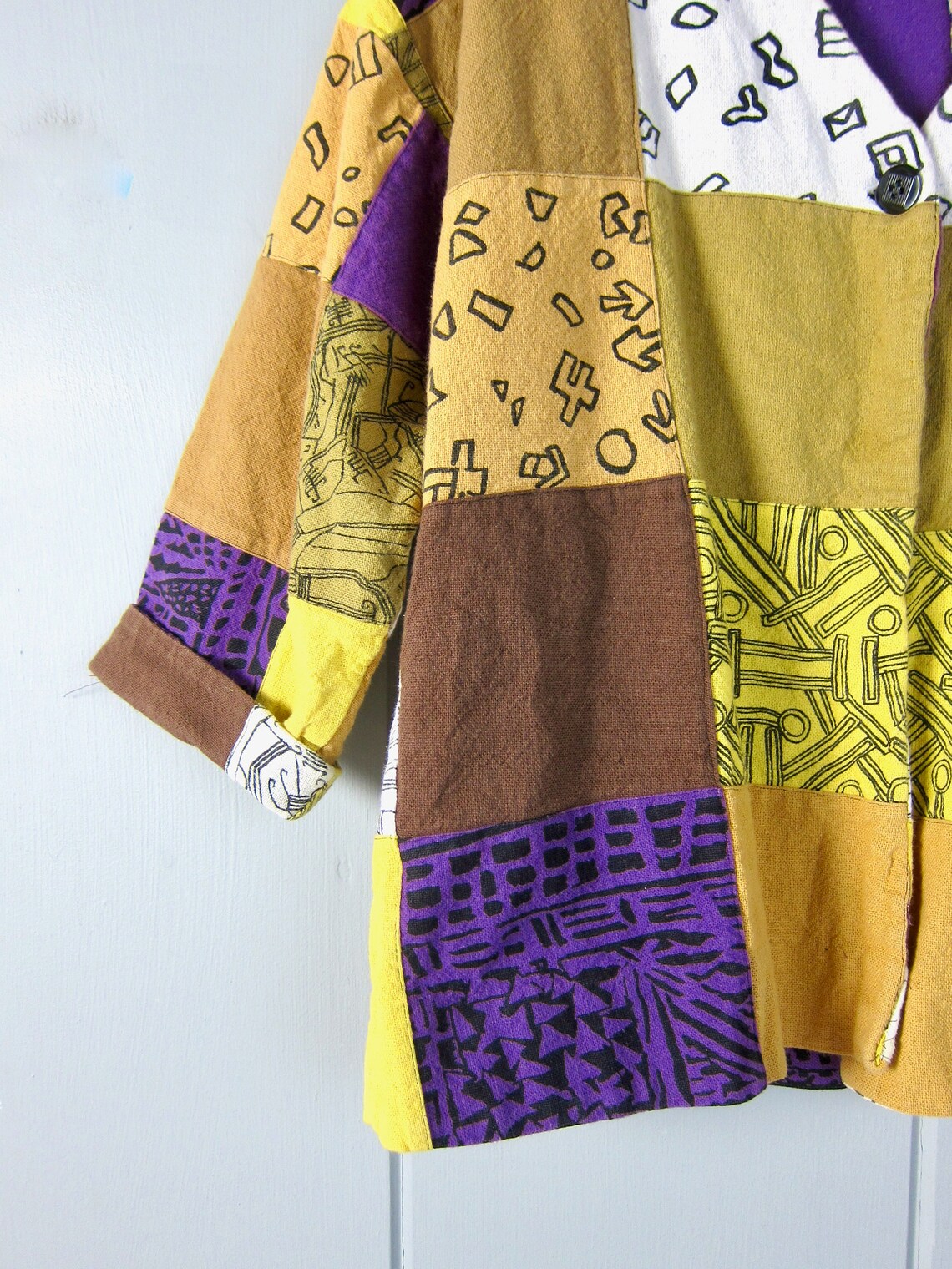 Vintage Patchwork Jacket Colorful Printed Tribal Boho Hippie - Etsy