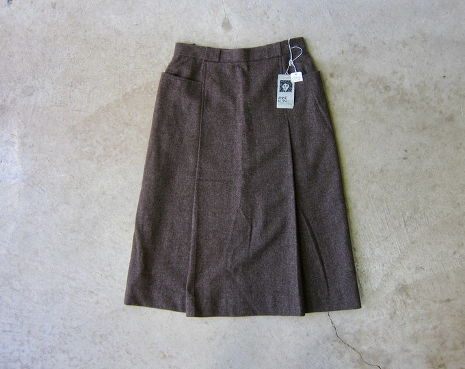 70s Front Box Pleat Wool Tweed Skirt High Waist Anne Klein Aline Pocket ...