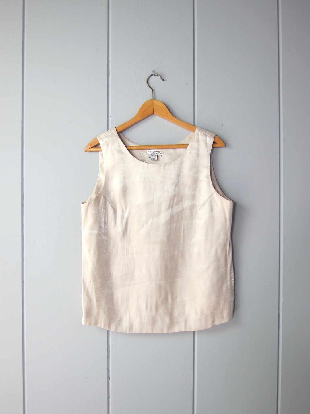 90s Iridescent Ivory Tank Top | Minimal Sleeveless Tee | Talbots Modern ...