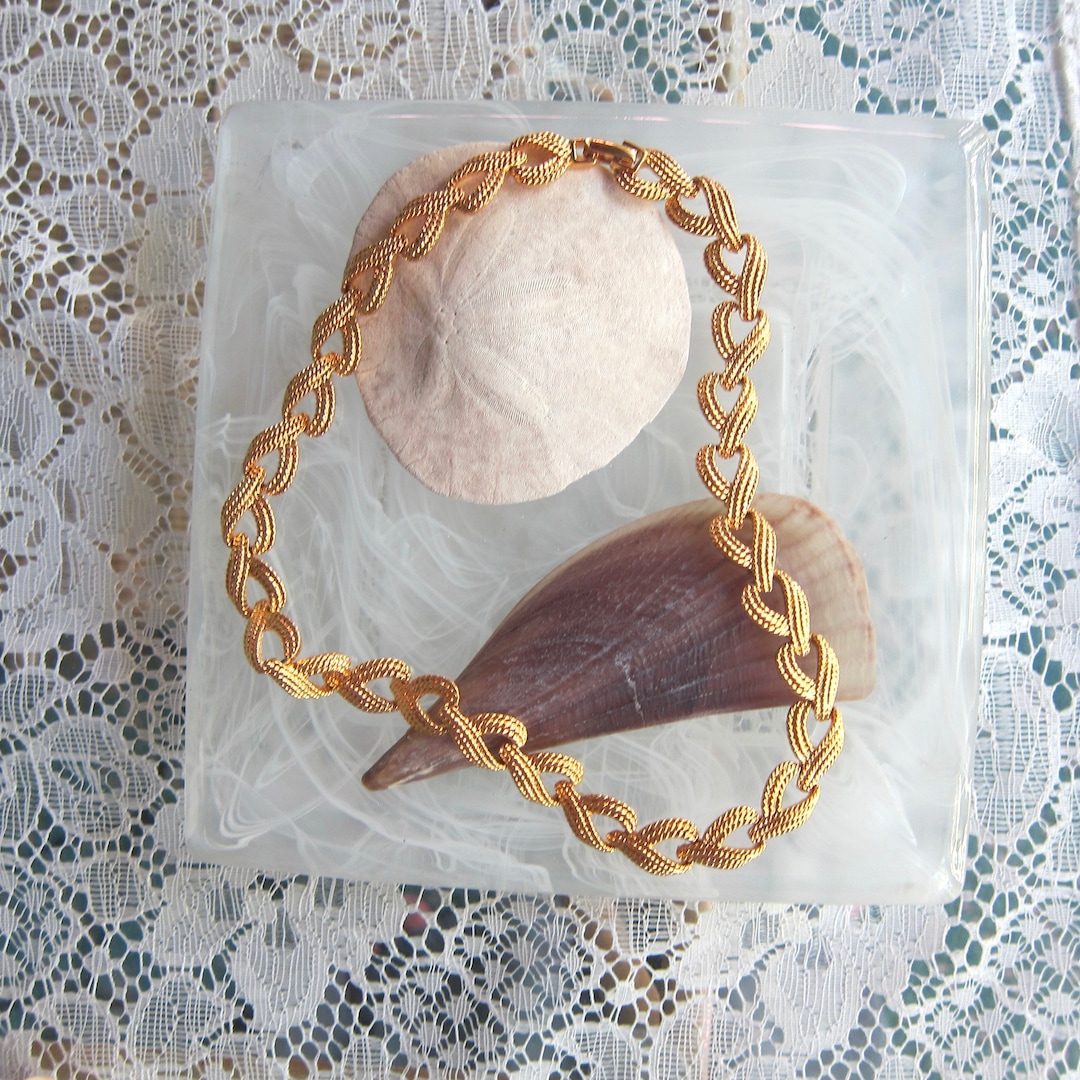 90s Gold Chain Necklace | Thick Gold Textured Choker | Napier Gold ...