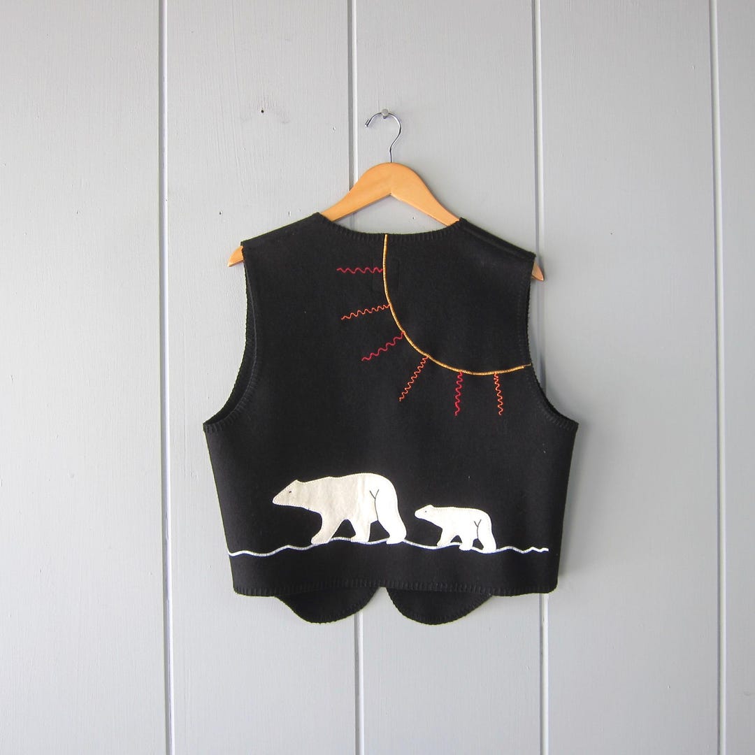 IVALU Wool Vest With Polar Bears – Vintage Inuit Inspired Wool Sweater ...