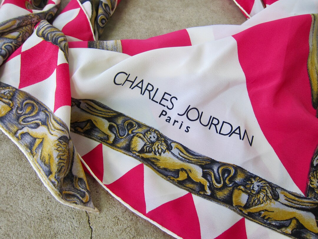 80s Authentic CHARLES JOURDAN Silk Scarf | Vintage Large Square ...