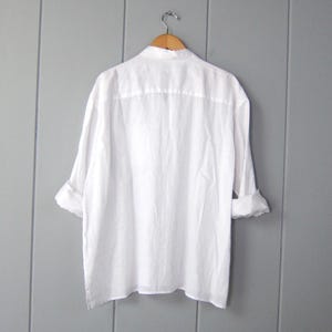Oversized White Linen Button Shirt 00s Long Sleeve Women's Linen Collared Top White Linen Button ...