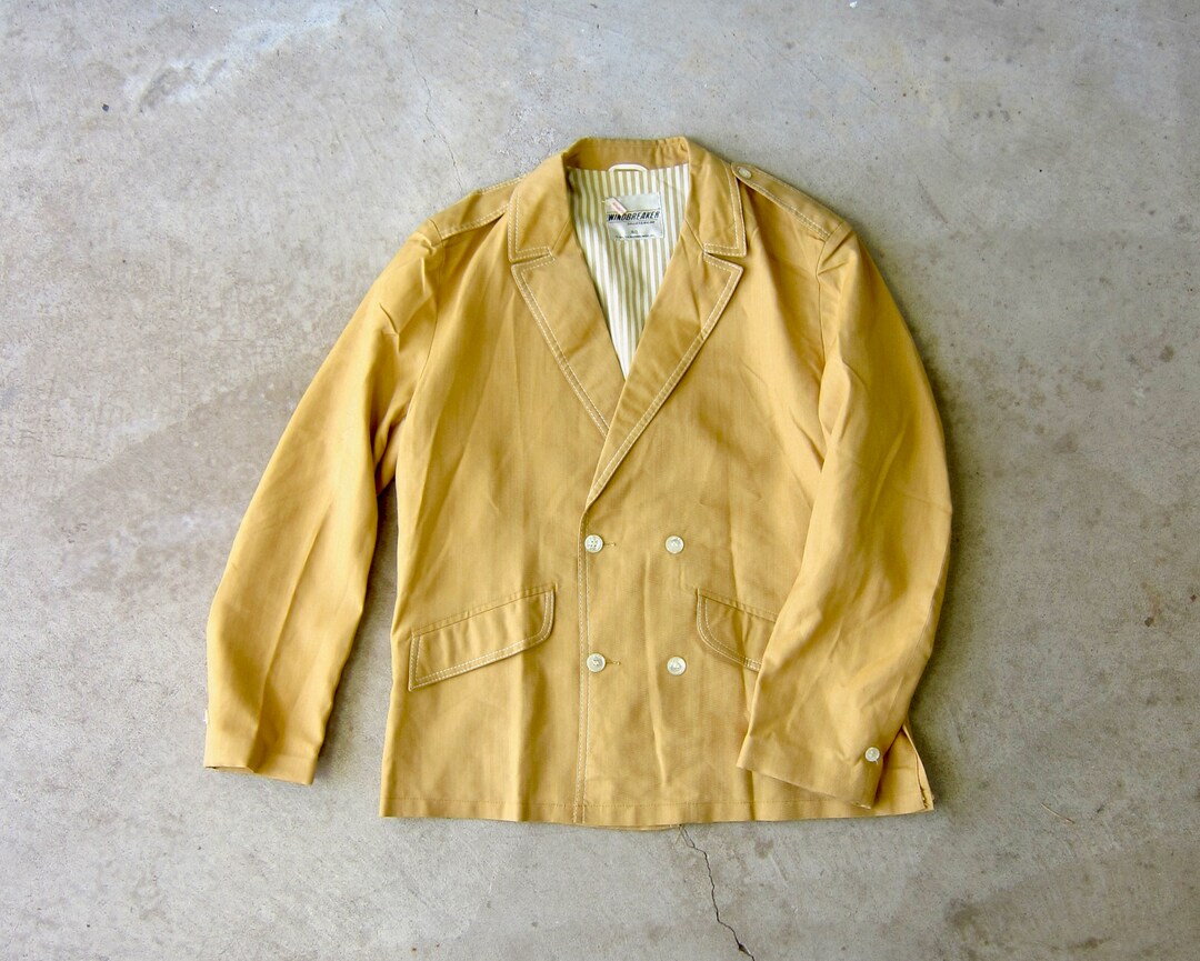 1950s Chore Jacket Vintage Windbreaker Sportswear Jacket Yellow Ochre ...