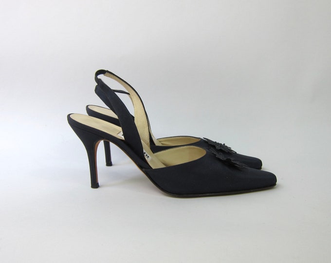Pancaldi 1888 Classic Slingback Pumps Midnight Blue Fabric Stilettos ...