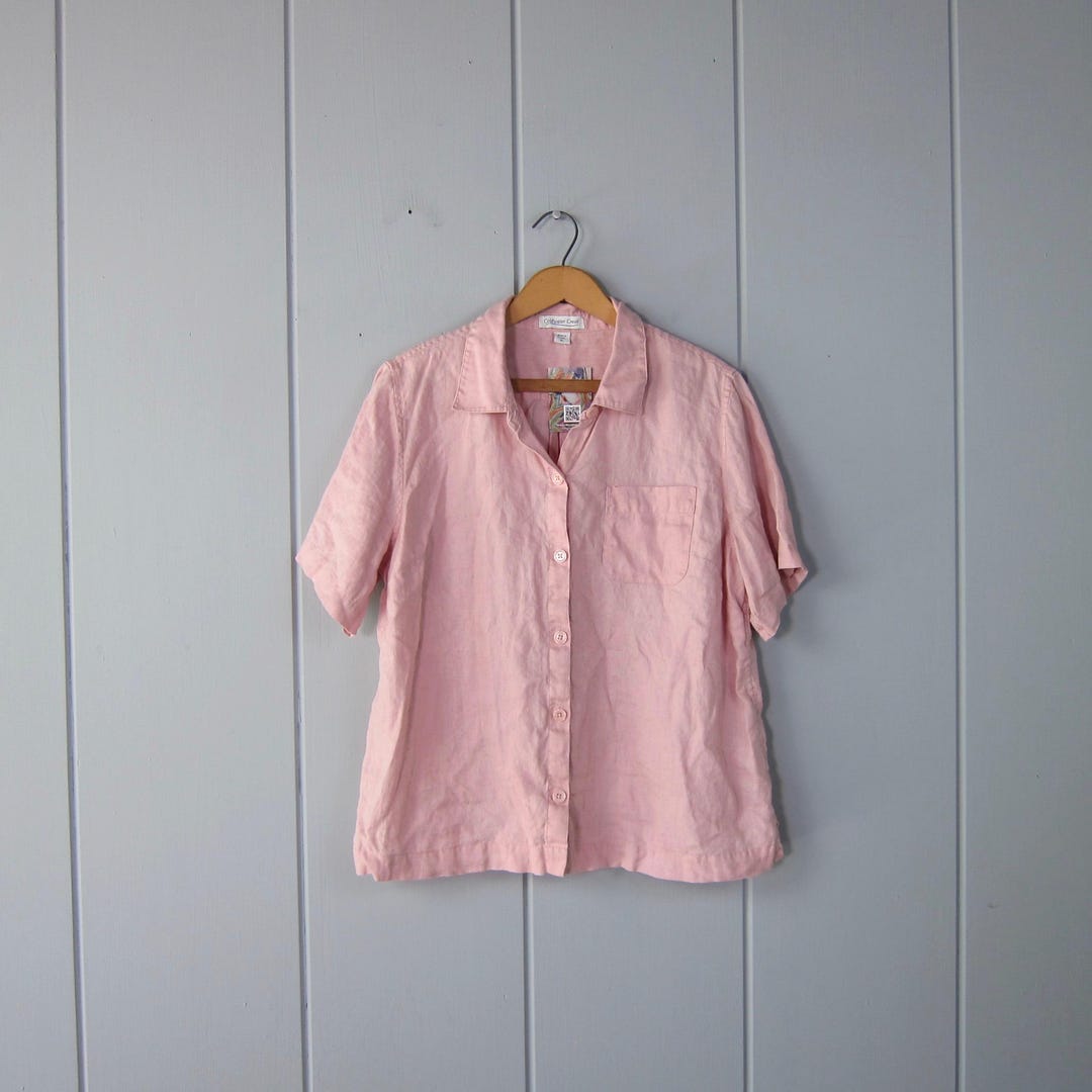 Oversized Blush Pink Linen Shirt | Minimal Women's Boxy Linen Top ...