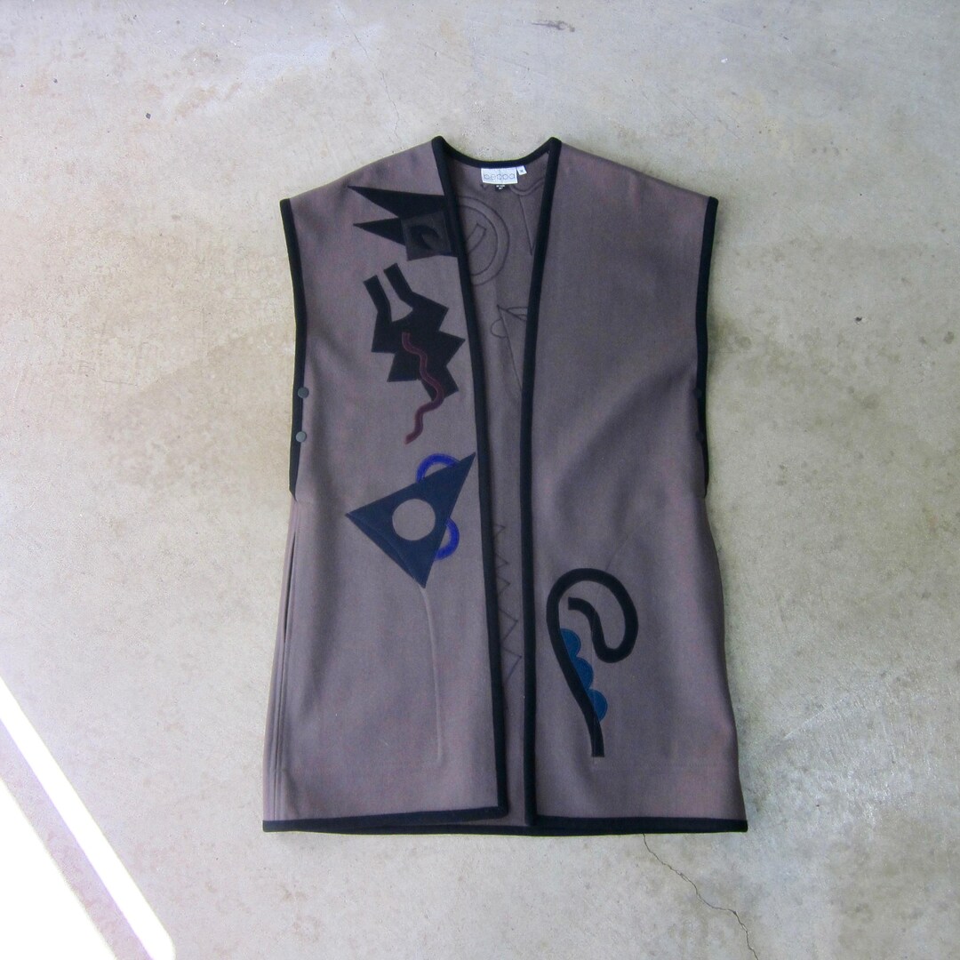 90s Felted Wool Maxi Vest: Appliquéd Wearable Art, Medium - Etsy