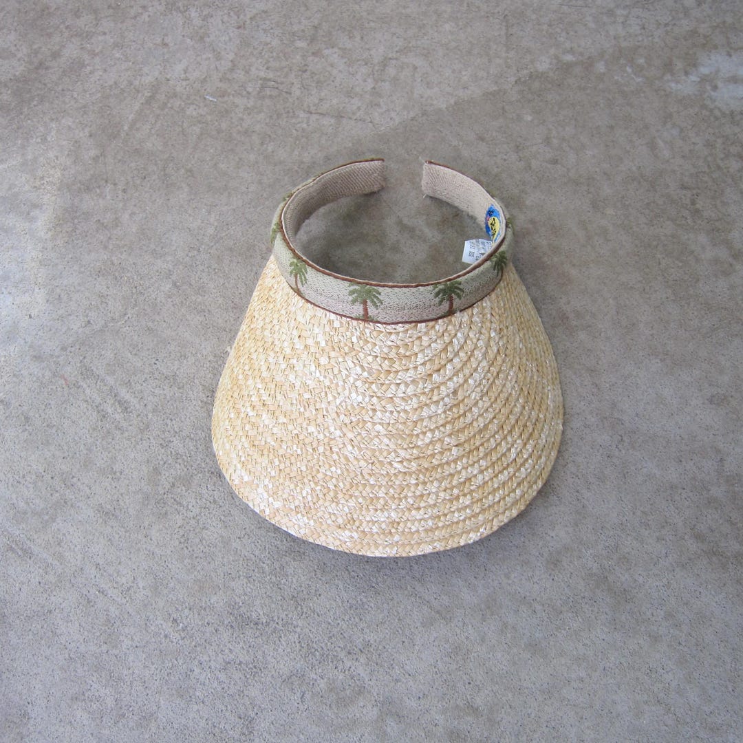 80s Straw Sun Visor – Vintage Natural Woven Beach Hat – Gardener’s ...