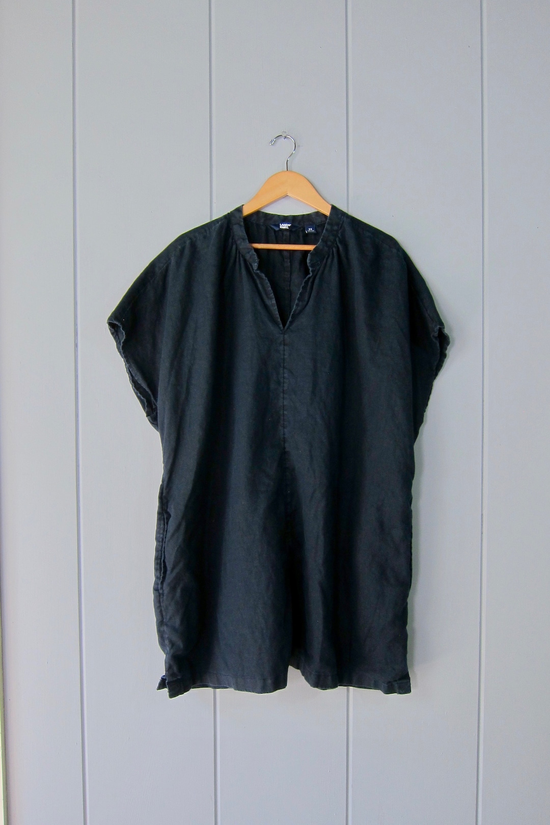 Black Linen Tunic Dress: Modern Caftan Loungewear (2XL) - Etsy