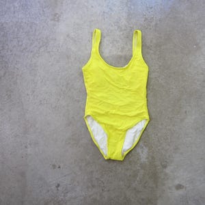 80s Yellow Ribbed One-piece Swimsuit – Backless Retro 1980s Bathing ...