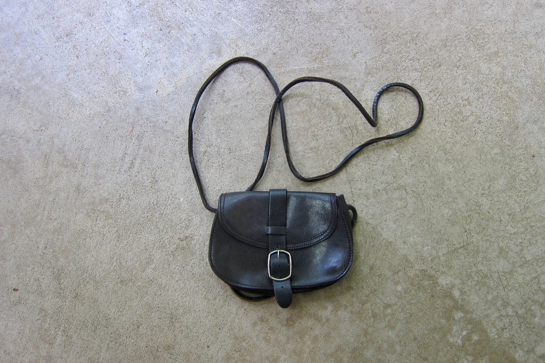 70s Tiny Black Leather Purse| Vintage Small Leather Buckle Purse | Boho ...