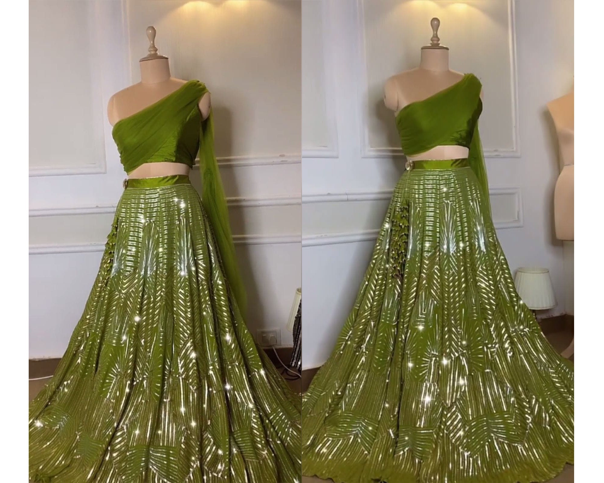 One Shoulder Indian Lengha - Etsy