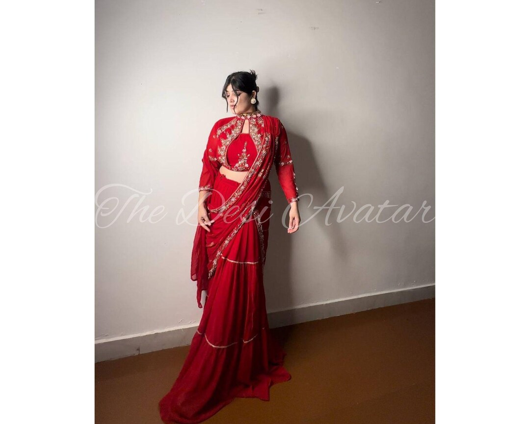 Red Saree for Women Indian Wedding Wear Heavy Saree, Party Wear Saree ...