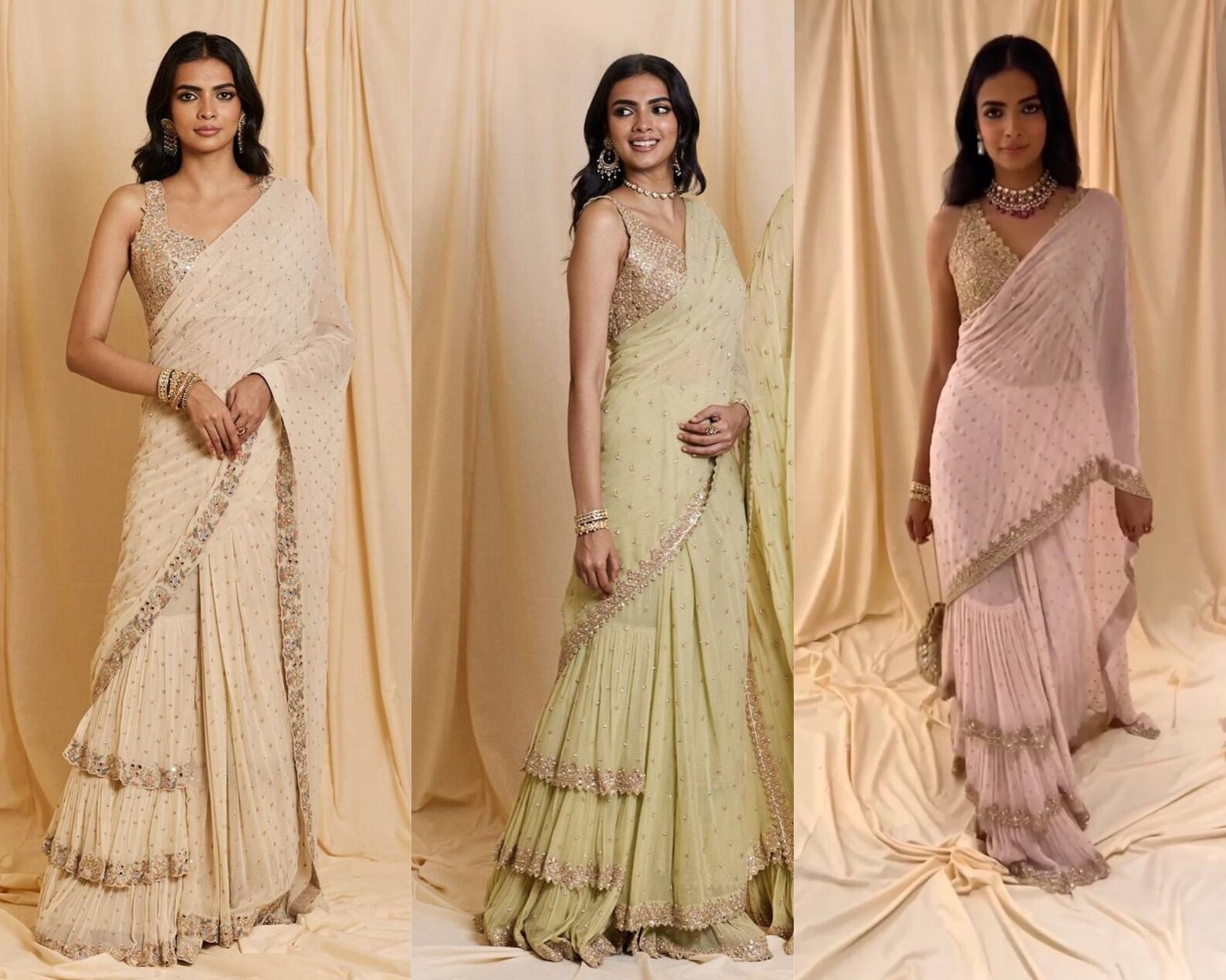 Designer Ruffles Indian Sarees for Wedding Mehendi Sangeet - Etsy