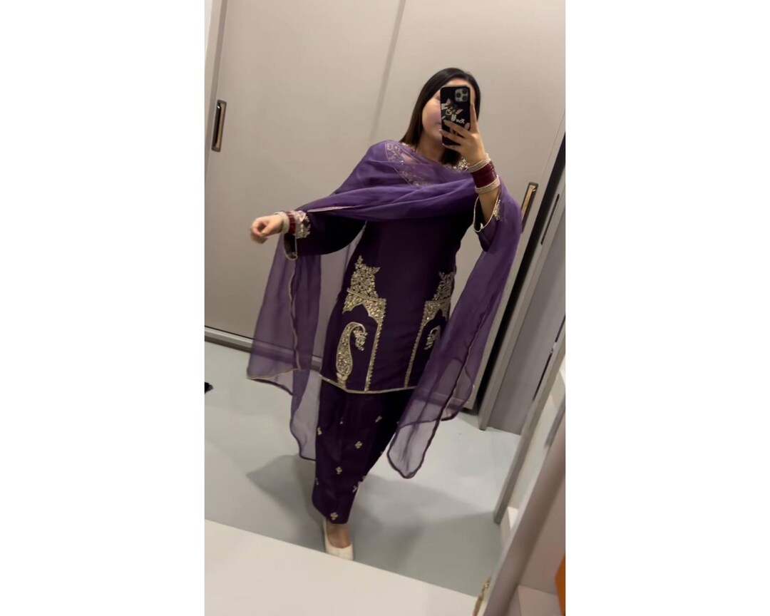 Designer Purple Farsi Suit for Women With Embroidery Work ,indian ...