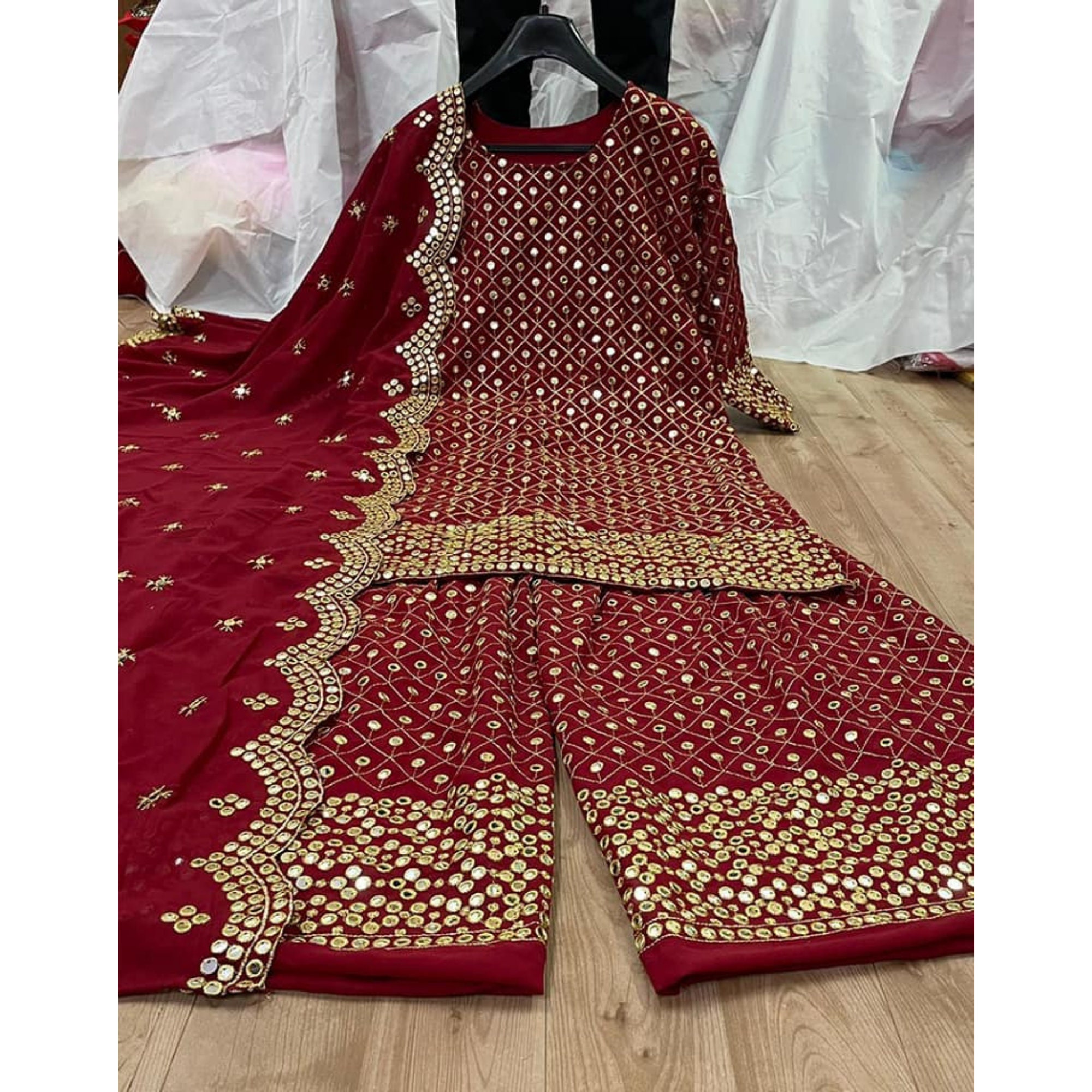 Maroon Wedding Sharara Suit Readymade Bridal Salwar Kameez | Etsy