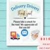 Printable Delivery Driver Snack Sign, Mail Carrier, Package Delivery ...