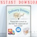 Printable Delivery Driver Snack Sign, Mail Carrier, Package Delivery ...