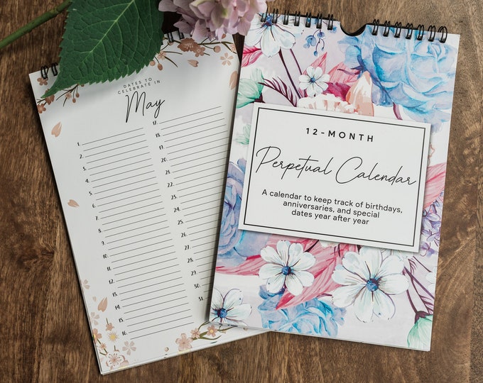 Perpetual Floral Wall Calendar for Birthdays & Anniversaries | Etsy