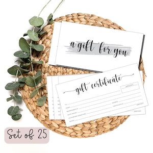25 Blank Gift Certificate Vouchers for Small Business - 3.75x7.5 ...
