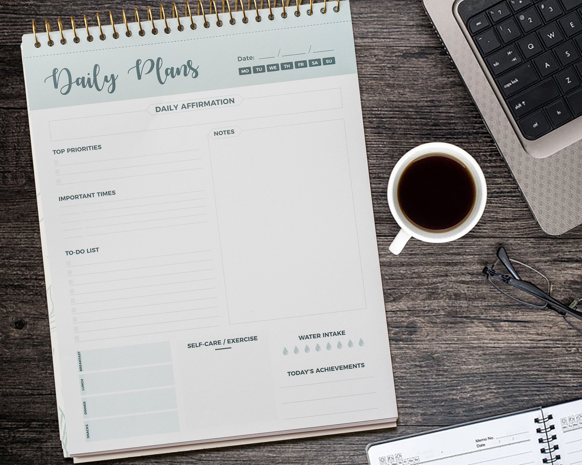 Spiral Daily Planner Agenda Notepad W/ 100 Undated 8.5 X 11 | Etsy