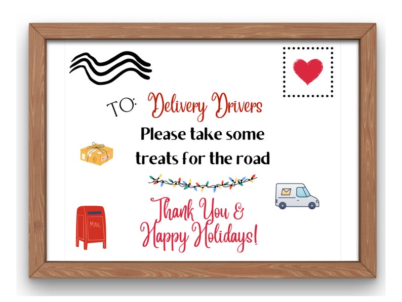 Printable Delivery Driver Snack Sign, Mail Carrier, Packages, Package ...