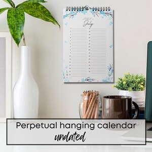 Perpetual Floral Wall Calendar for Birthdays & Anniversaries -12 Months ...
