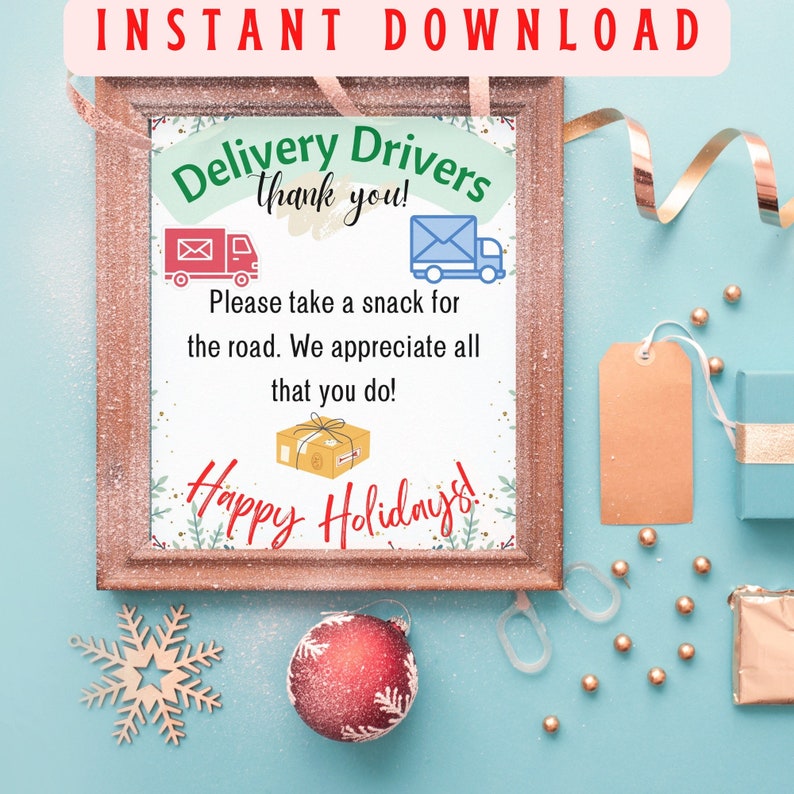 Printable Delivery Driver Snack Sign Christmas Holiday Mail - Etsy