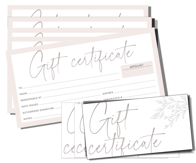 25 Blank Gift Certificate Vouchers for Small Business - 3.75x7.5 ...