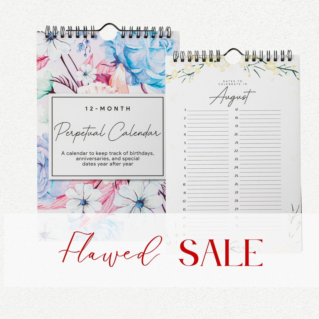 Perpetual Floral Wall Calendar for Birthdays & Anniversaries -12 Months ...