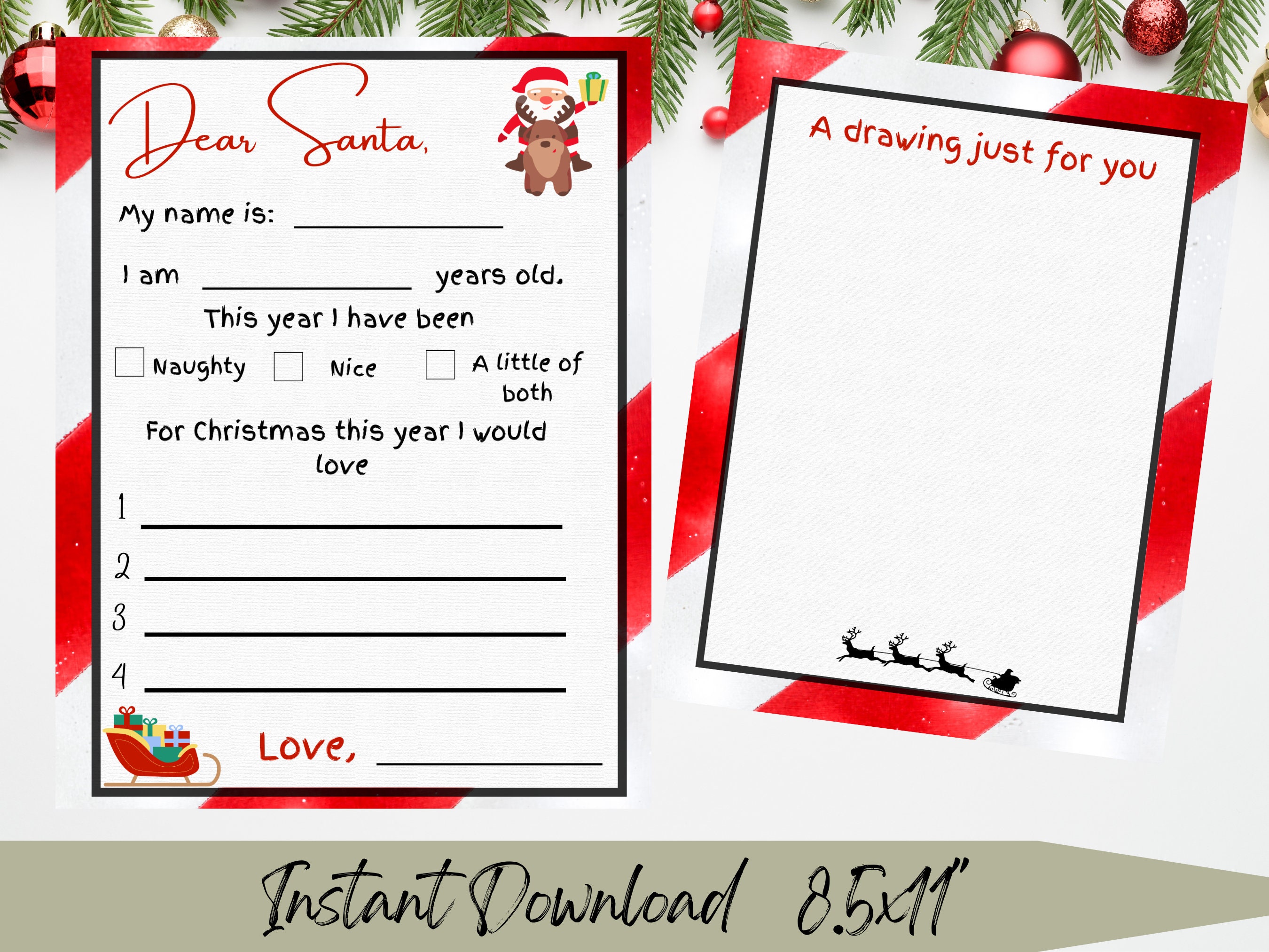 Letter to Santa Printable Kids Letter to Santa Santa Letter - Etsy