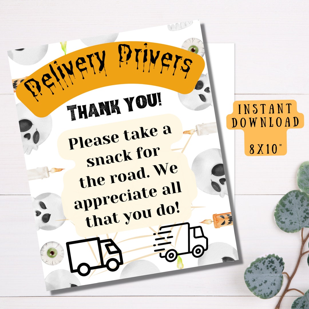 Printable Delivery Driver Snack Sign, Halloween, Spooky Mail Carrier ...