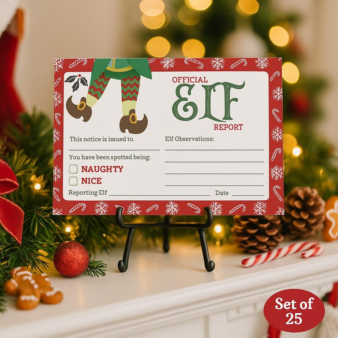 Official Elf Report Cards, SET OF 25 PRINTED, 4x6" Elf Behavior ...
