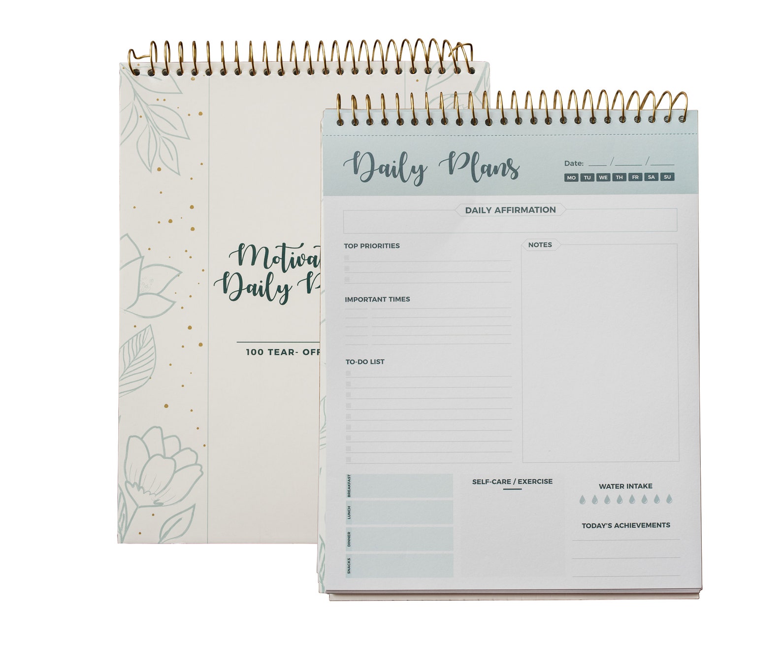 Spiral Daily Planner Agenda Notepad W/ 100 Undated 8.5 X 11 Tear-off ...