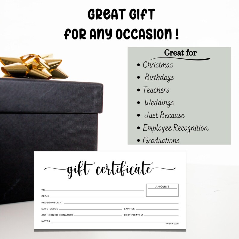 25 Blank Gift Certificate Vouchers for Small Business - 3.75x7.5 ...