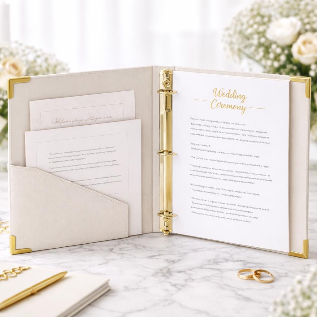 Wedding Officiant Binder Linen 3 Ring Folder With Gold Foil Stamping ...