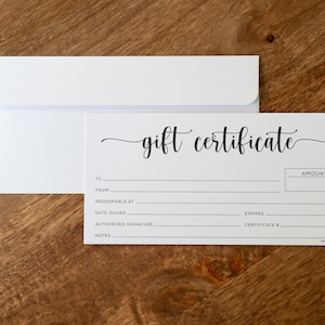 25 Blank Gift Certificate Vouchers for Small Business - 3.75x7.5 ...